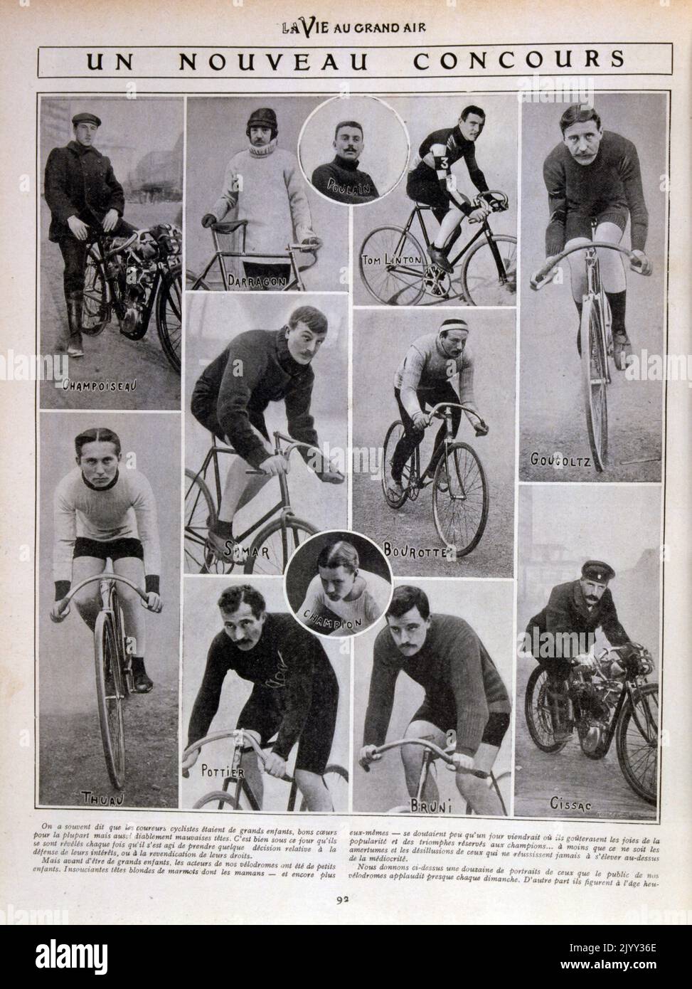 Vintage French Photographic montage of French and international cycling ...