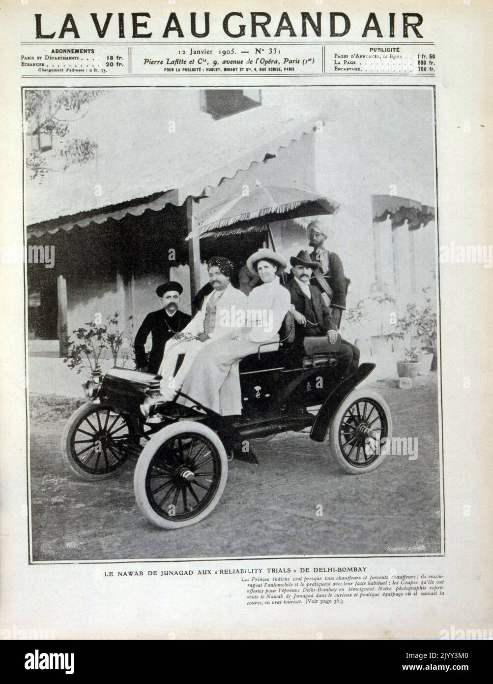 Vintage photograph of Indian Nobles and colonials driving an early ...