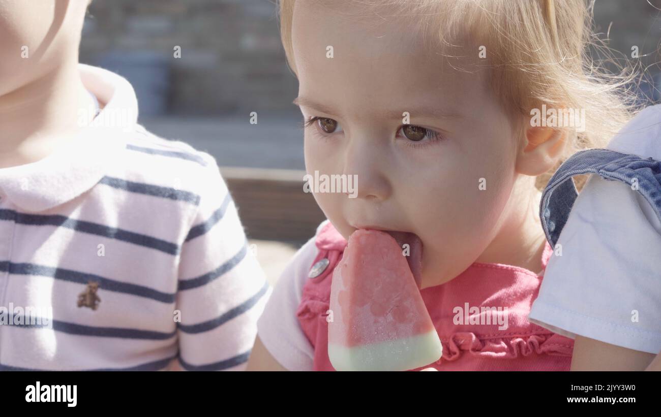 Kid Eating Popsicle Clipart