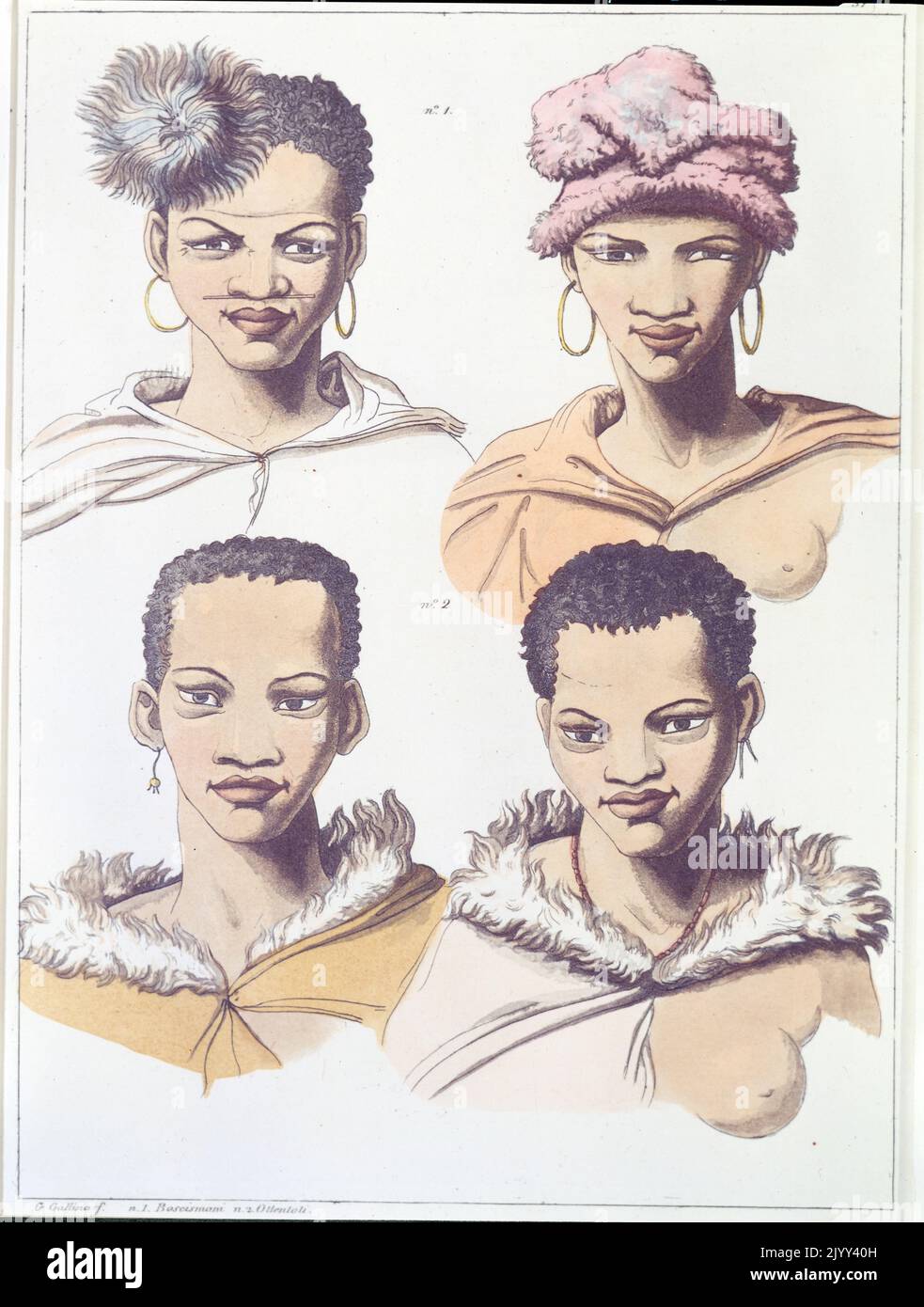 Ethnographic drawings of tribal women from South Africa. French, 1827 ...