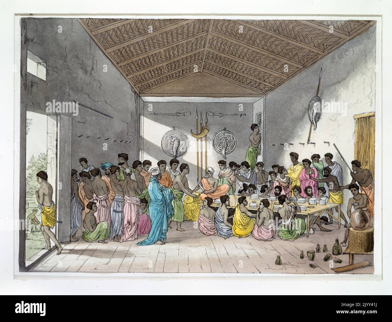 1827 Illustration depicting Ethiopian tribal feast Stock Photo - Alamy