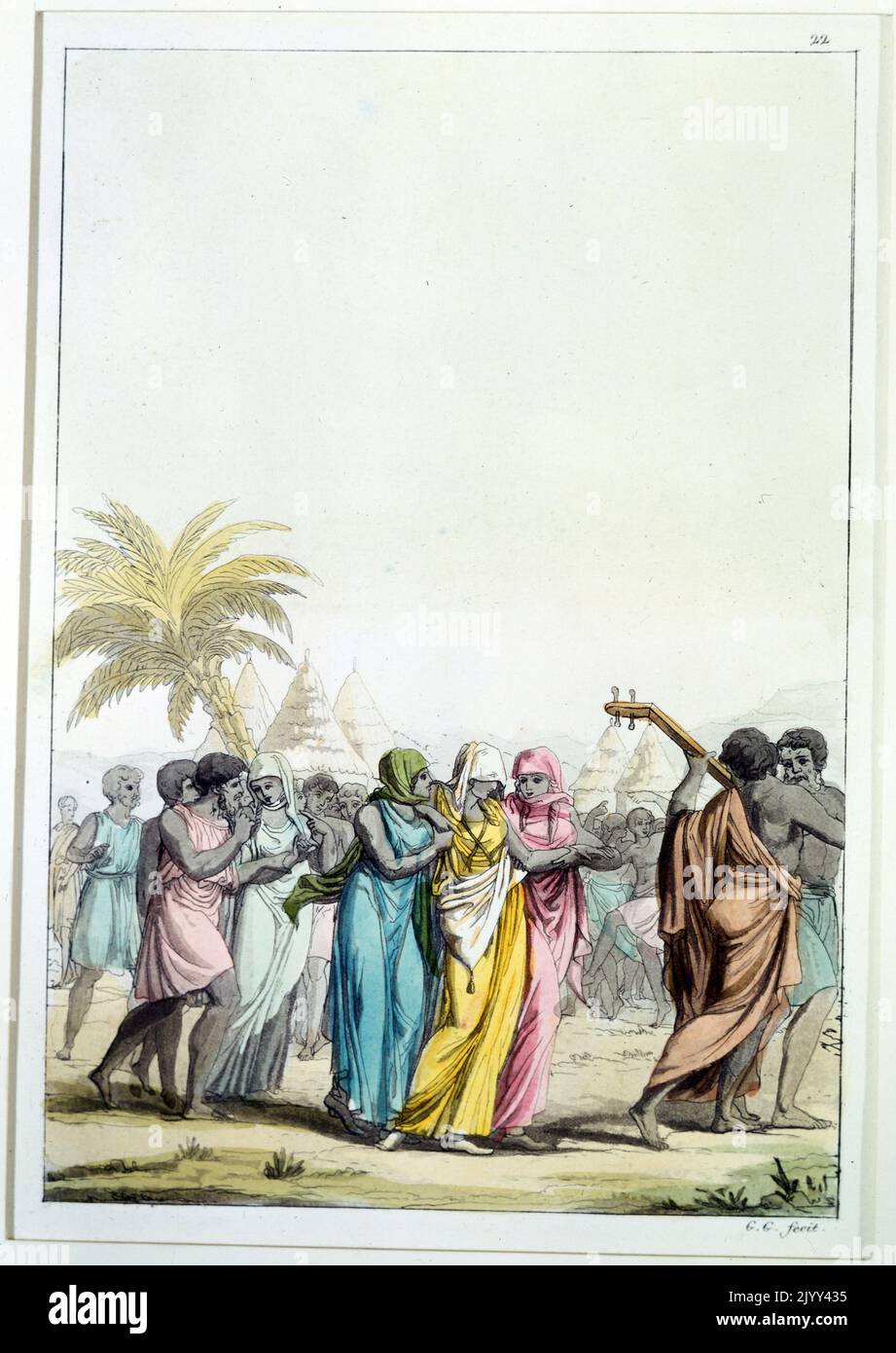 Illustration showing a traditional tribal wedding in Senegal 1827 ...