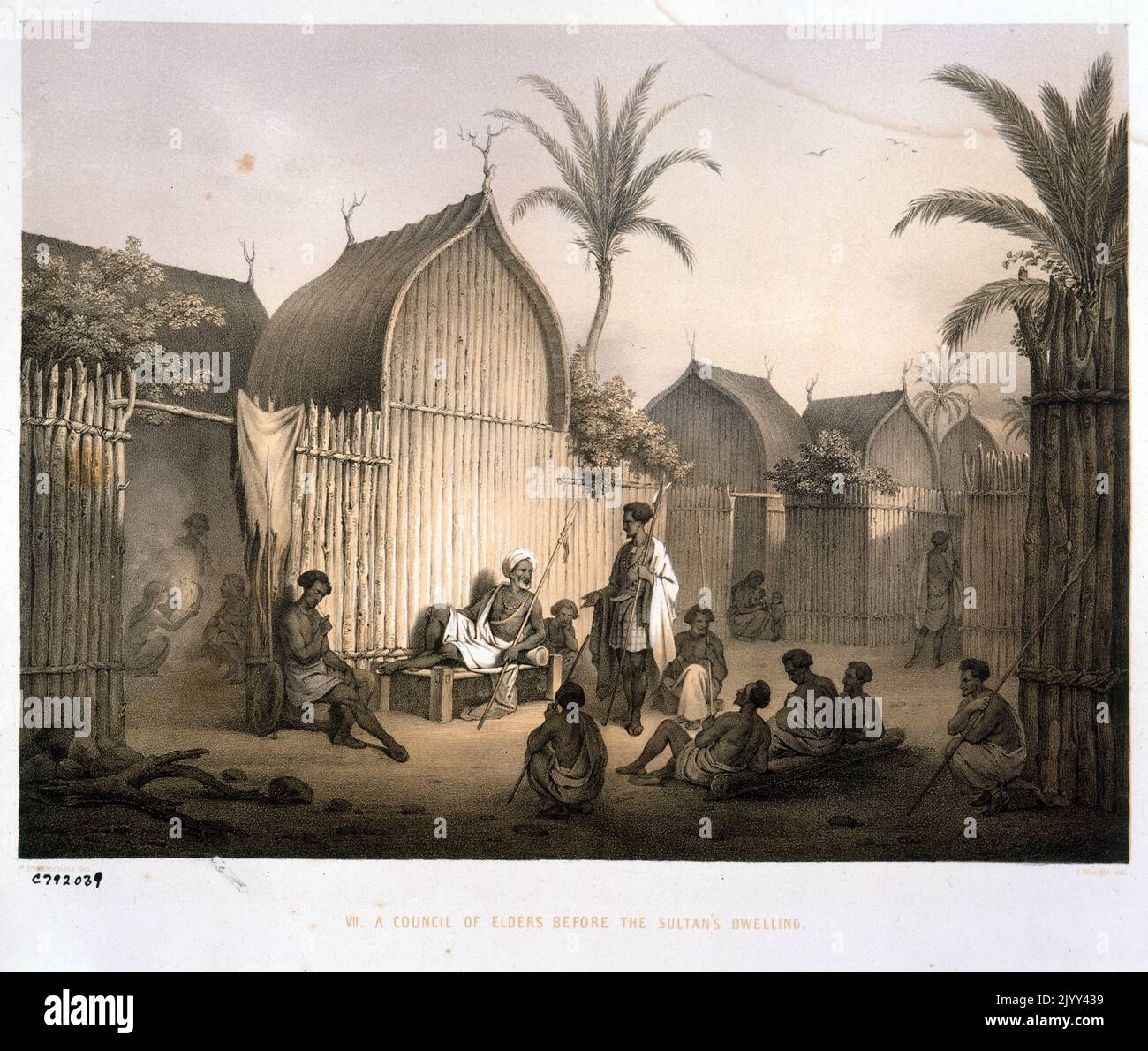 nineteenth century Illustration of a council held at an East African ...