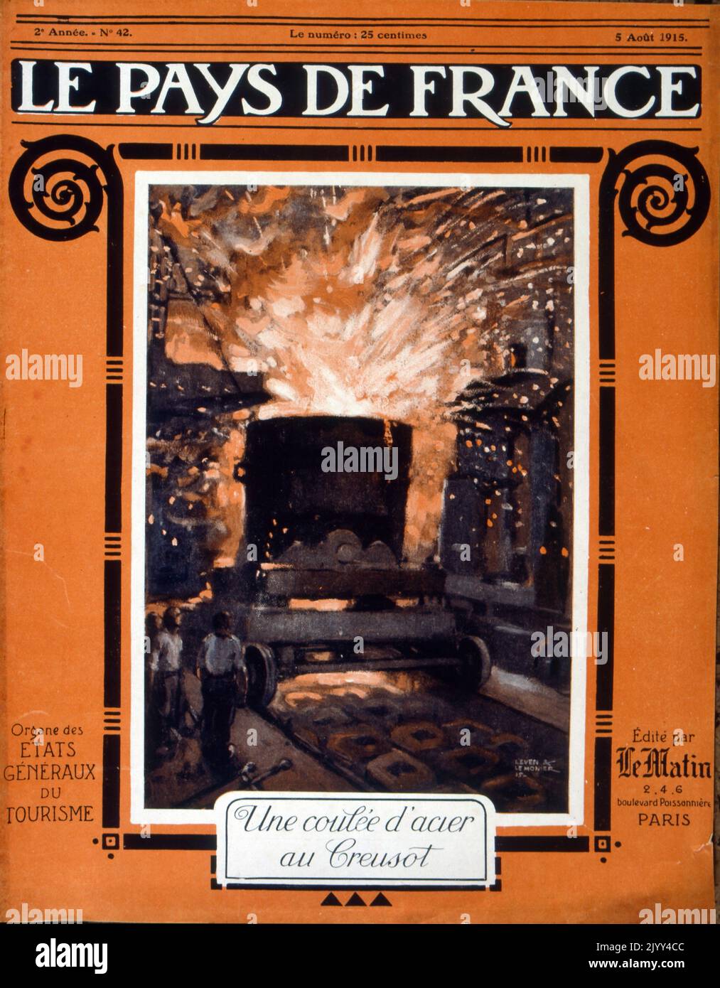 Illustration showing a French Iron Foundry during World War One. 1915 ...