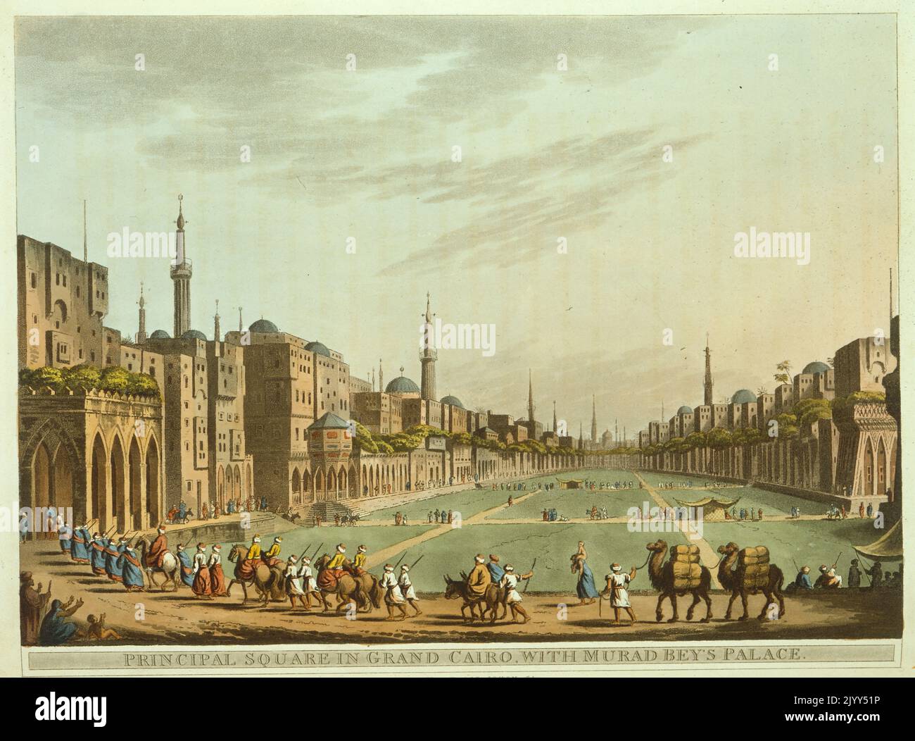 Central Cairo, 1801; by Luigi Mayer (1755-1803); Italian-German artist ...