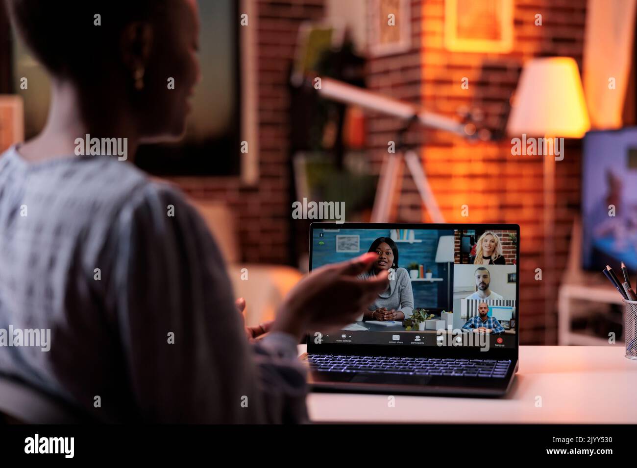 Woman lead online talk hi-res stock photography and images - Alamy