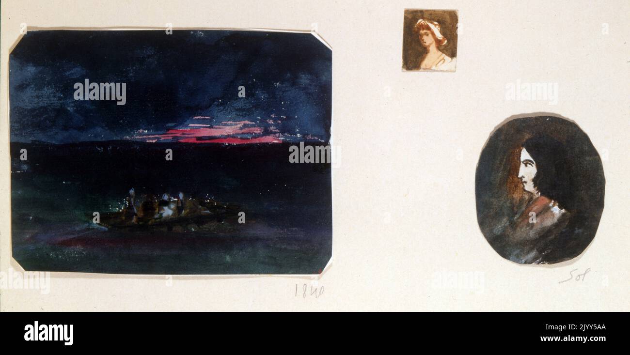 Watercolour studies including a self-portrait, by the writer George ...