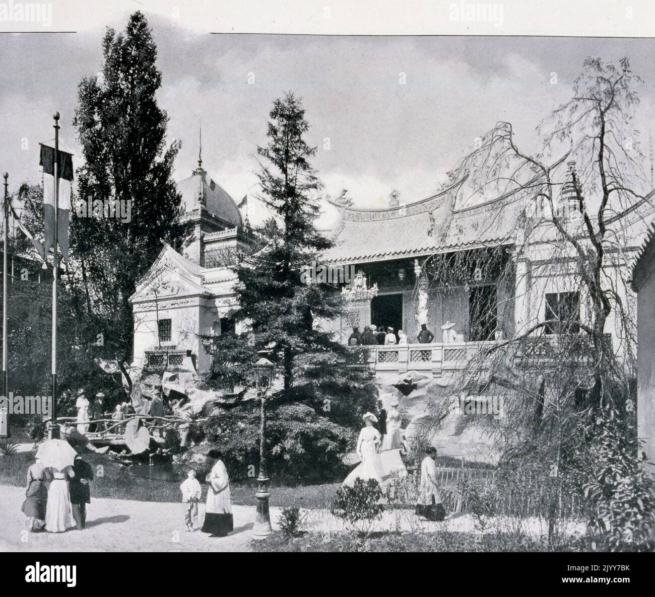 Black white photograph indochina quarter showing pagoda cho lon hi-res ...