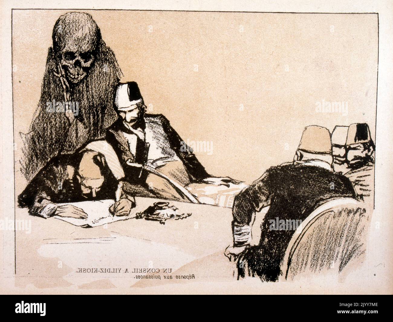 In L'Assiette au Beurre satirical magazine; Black and white drawing ...