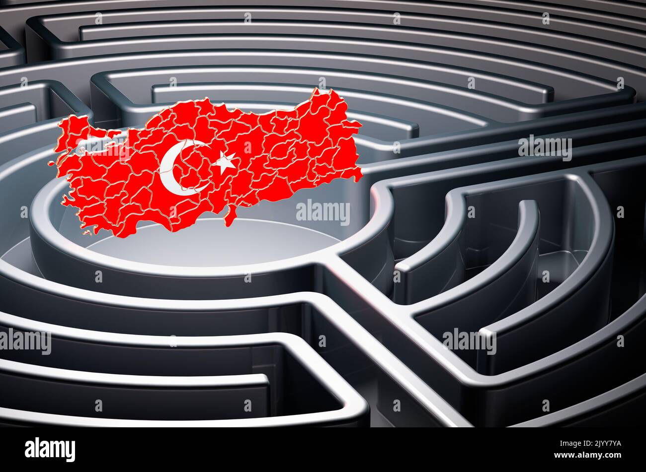 Turkish map inside maze, 3D rendering Stock Photo - Alamy