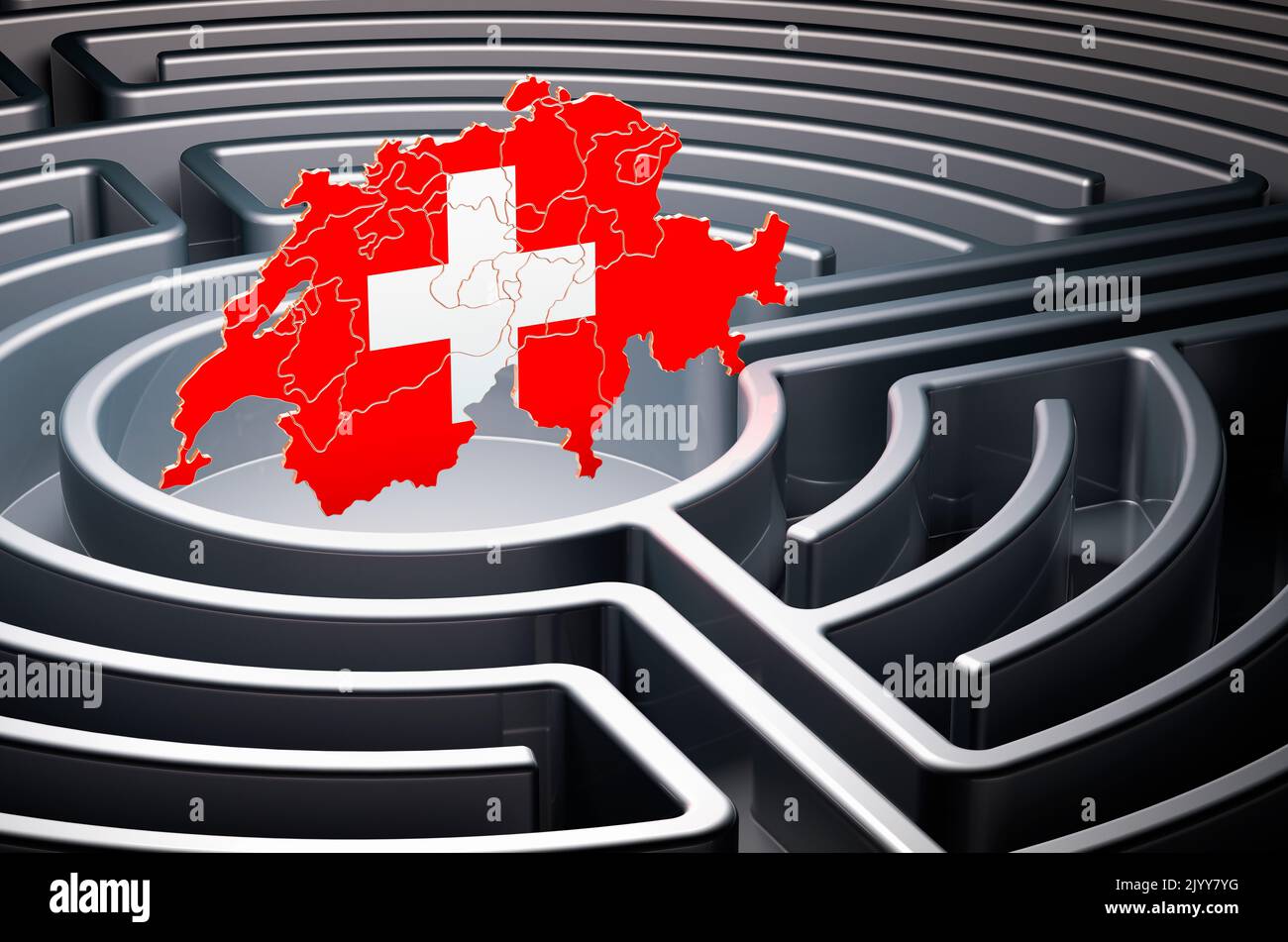 Swiss map inside maze, 3D rendering Stock Photo - Alamy