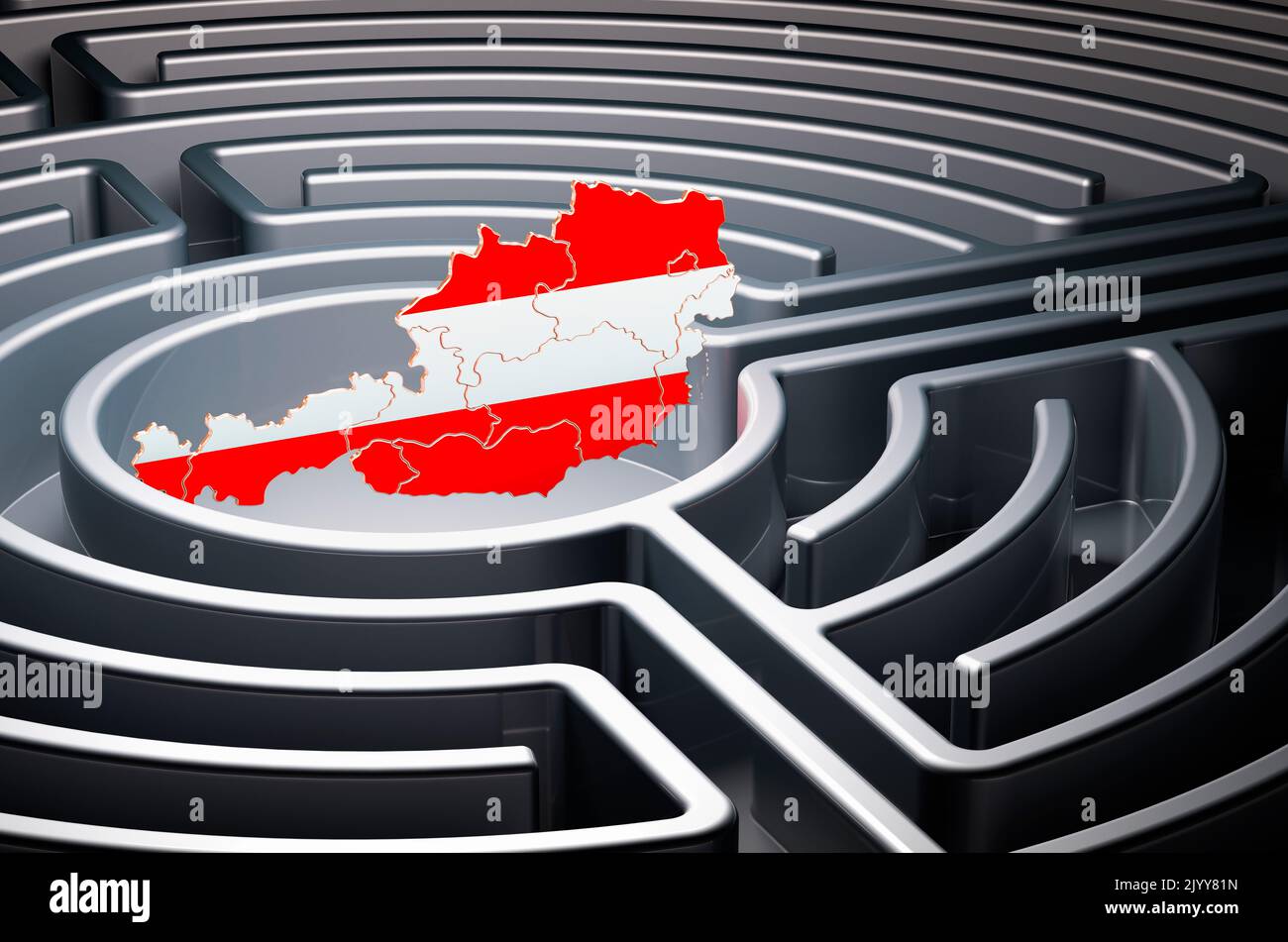Austrian map inside maze, 3D rendering Stock Photo - Alamy