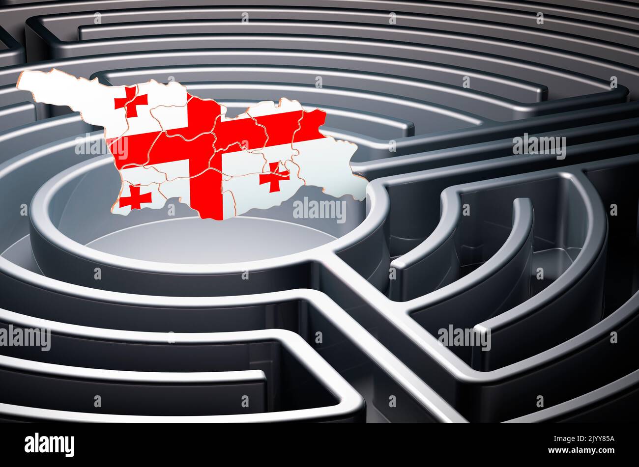 Georgian map inside maze, 3D rendering Stock Photo - Alamy