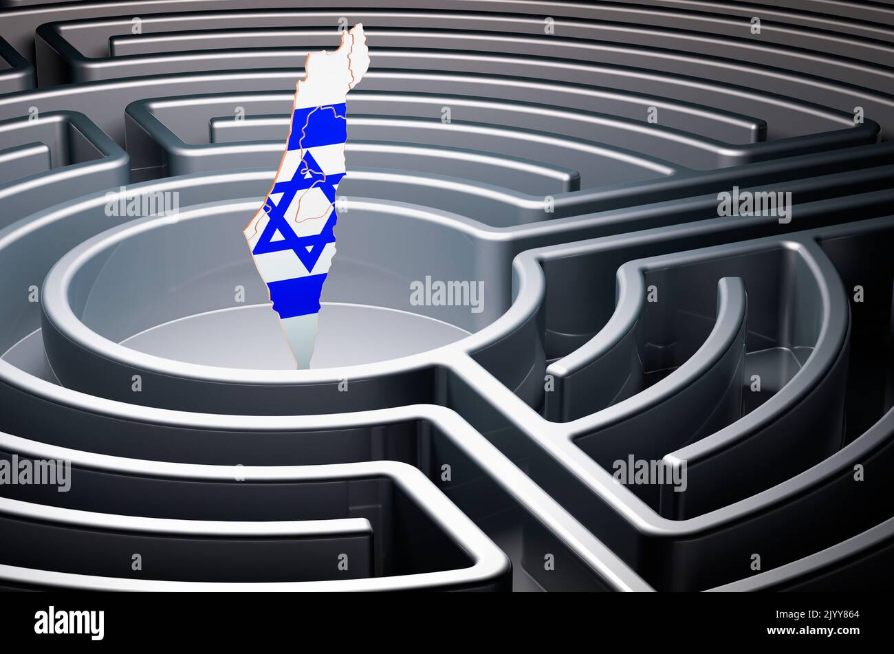 Israeli map inside maze, 3D rendering Stock Photo - Alamy