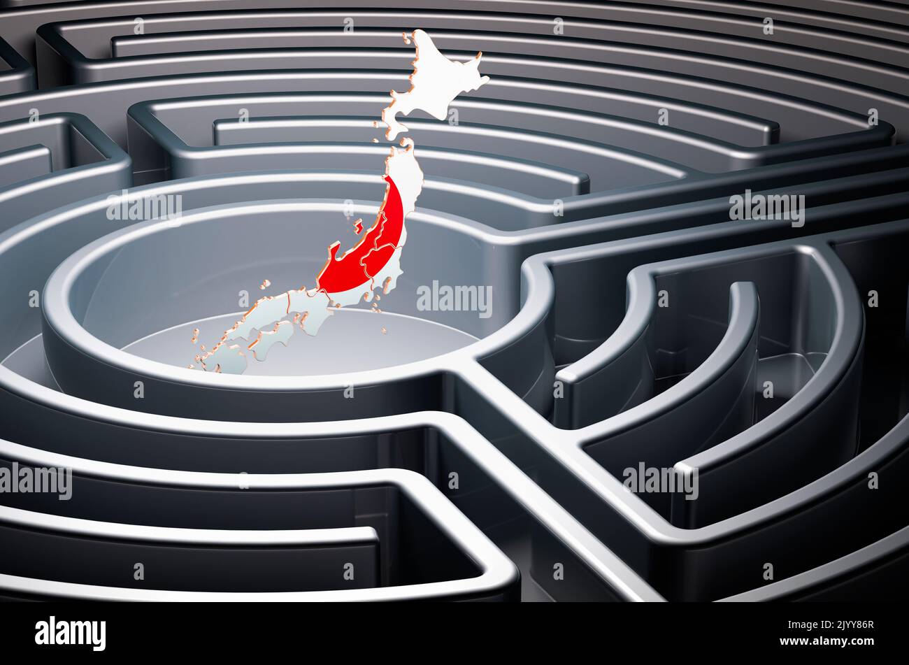 Japanese map inside maze, 3D rendering Stock Photo - Alamy