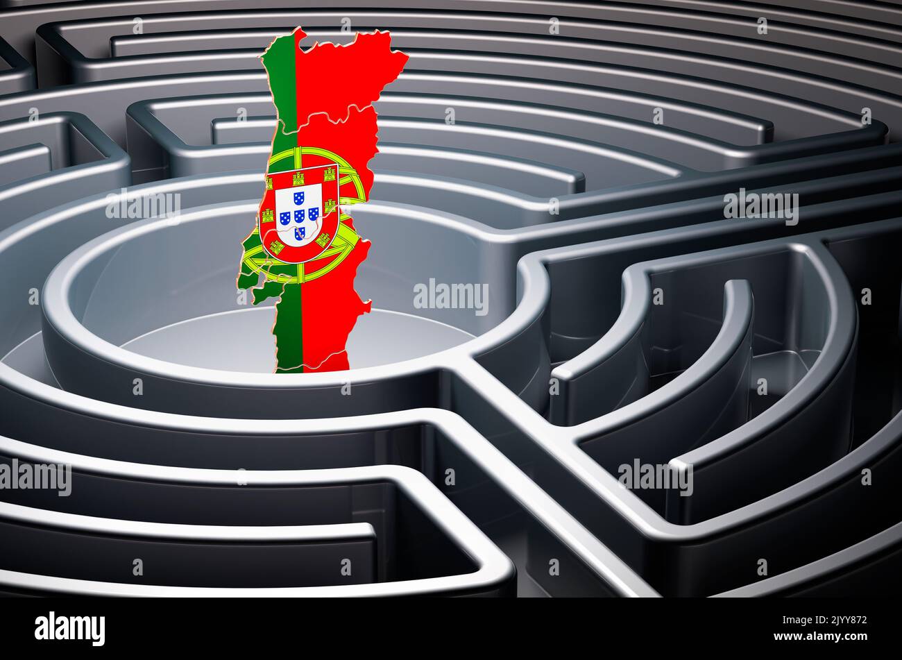 Portuguese map inside maze, 3D rendering Stock Photo - Alamy
