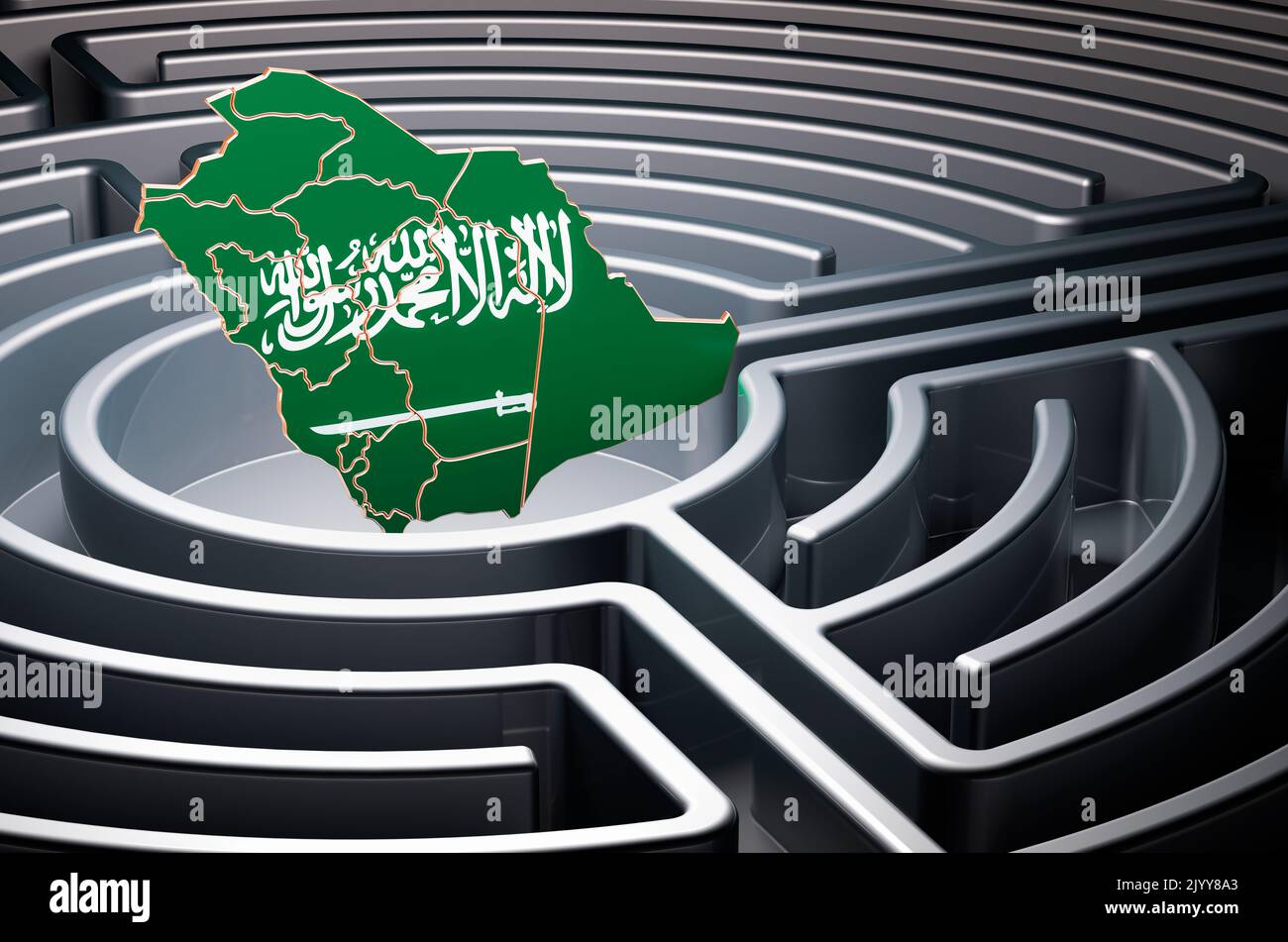 Saudi Arabian map inside maze, 3D rendering Stock Photo - Alamy