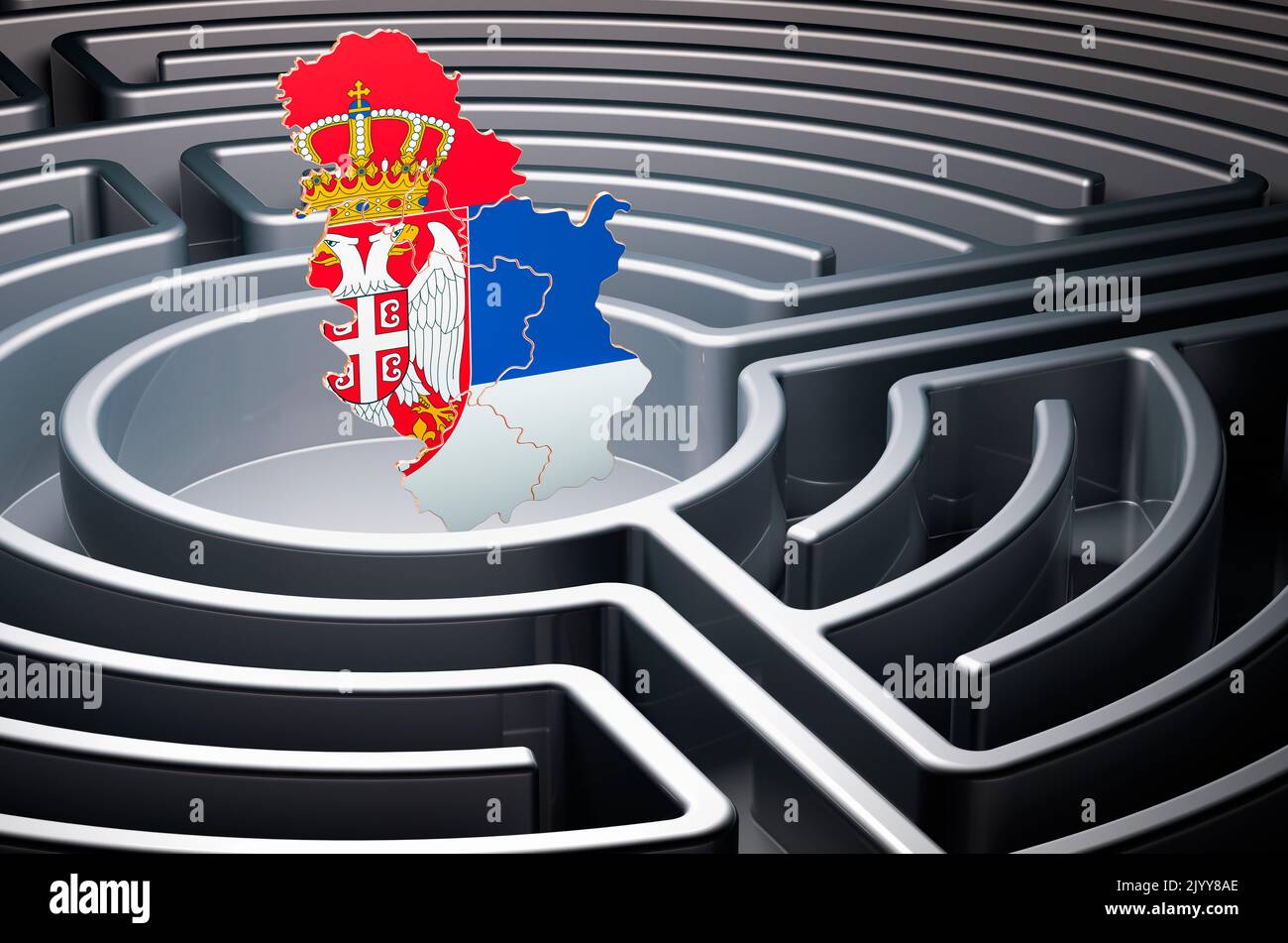 Serbian map inside maze, 3D rendering Stock Photo - Alamy
