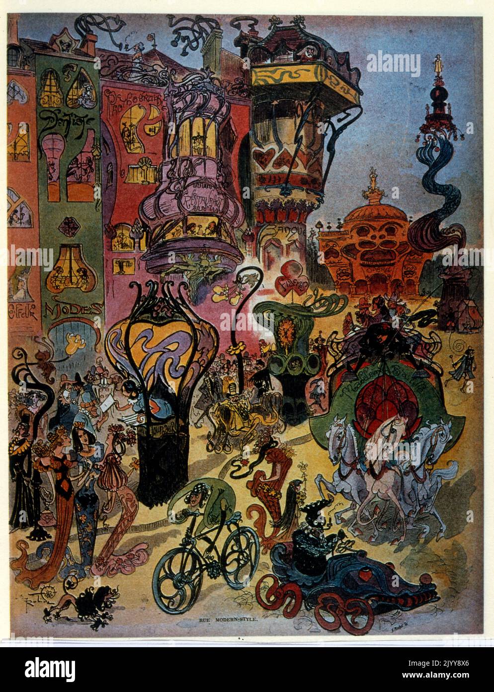 Watercolour Illustration of a busy town in a surrealist style full of ...