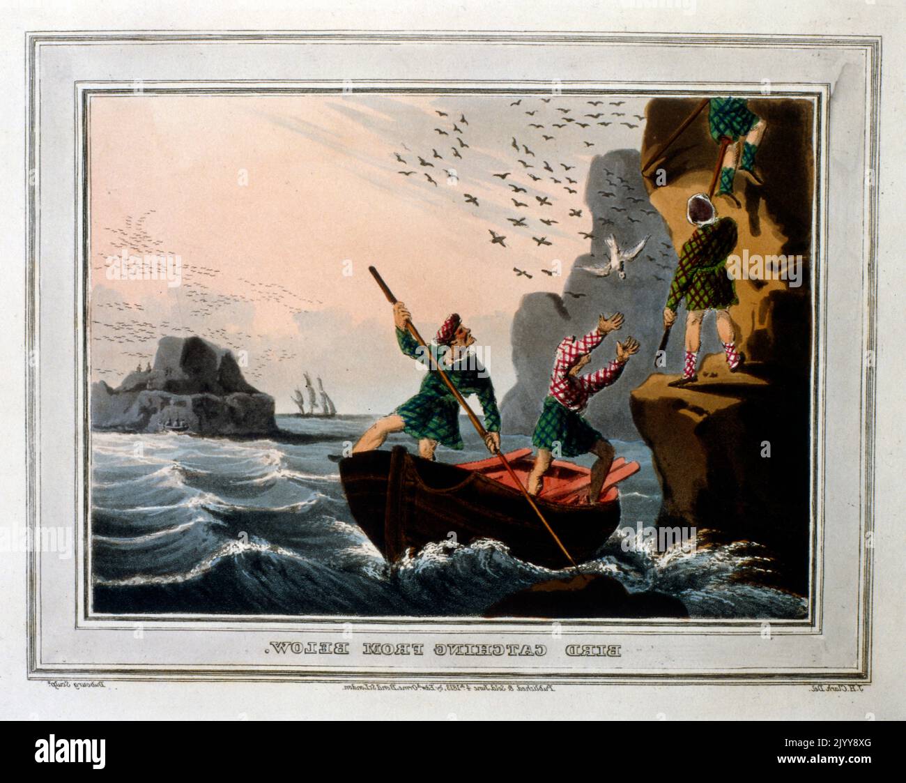 Painting depicting men (possibly smugglers) passing something to the ...