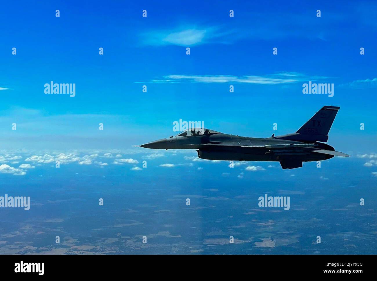 An Air Force F-16 Fighting Falcon flies during exercise Patriot Fury ...