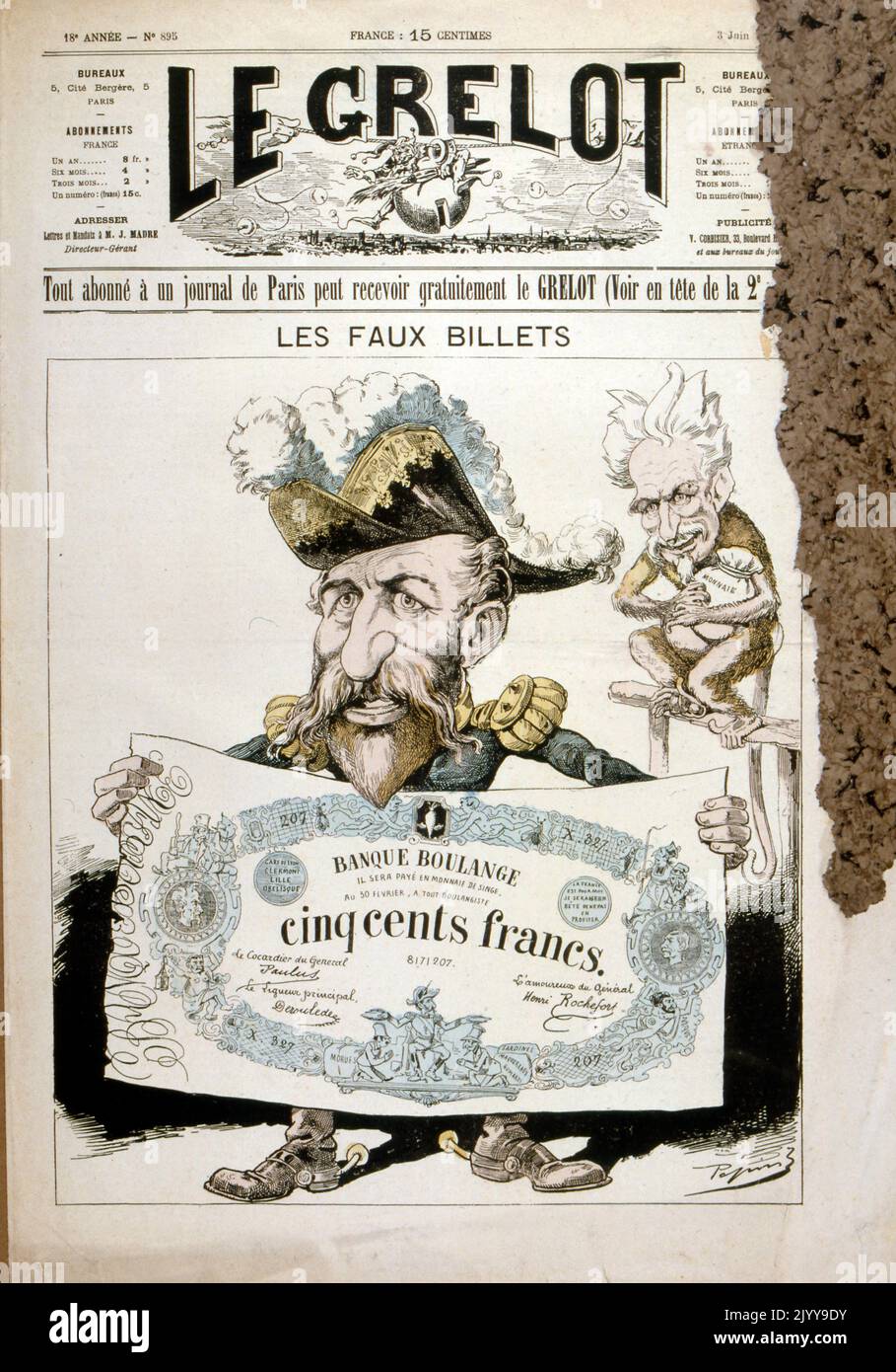 Front page of Le Grelot titled 'Fake Tickets'. Le Grelot was an ...