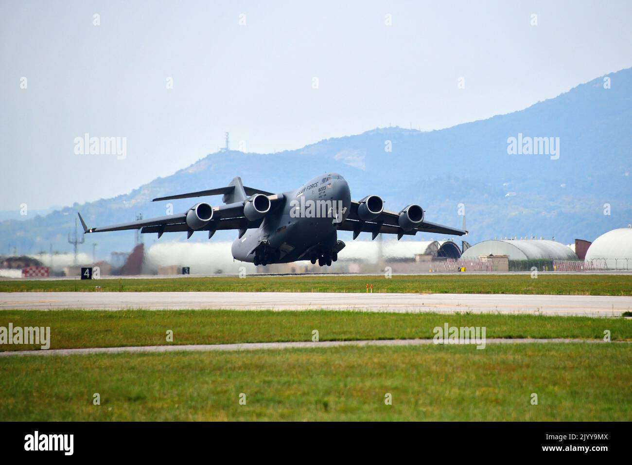 A C17 Globemaster III Aircraft from 86AW/37th Airlift Squadron bearing ...