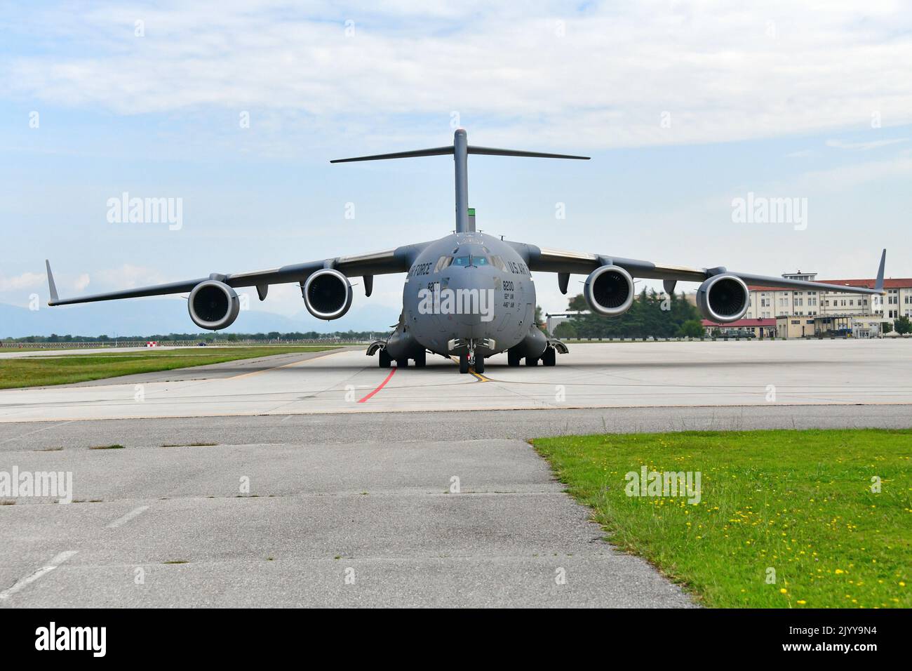 A C17 Globemaster III Aircraft from 86AW/37th Airlift Squadron, bearing ...