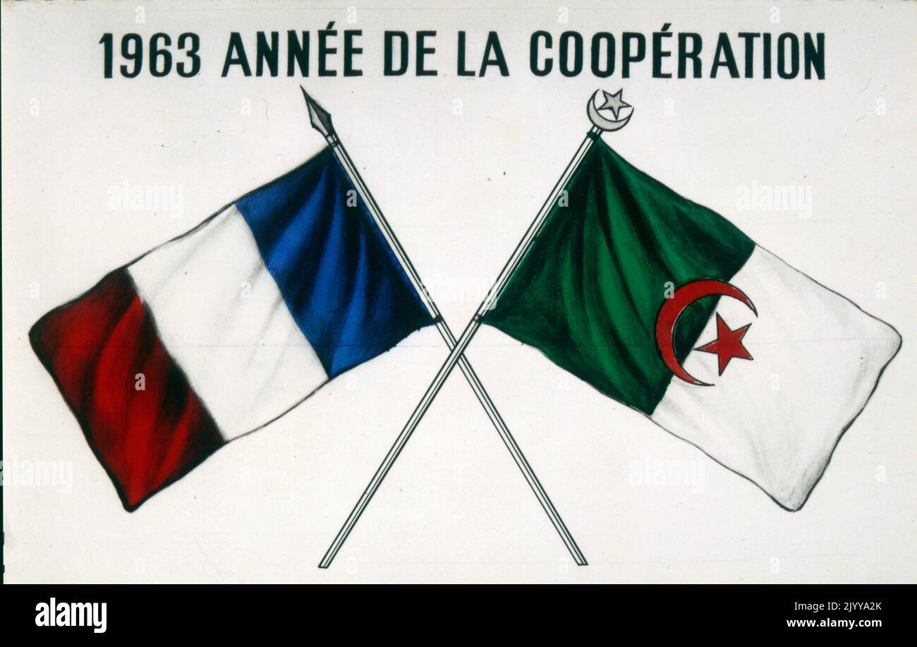 Coloured Illustration depicting the French and Algerian flags Stock ...