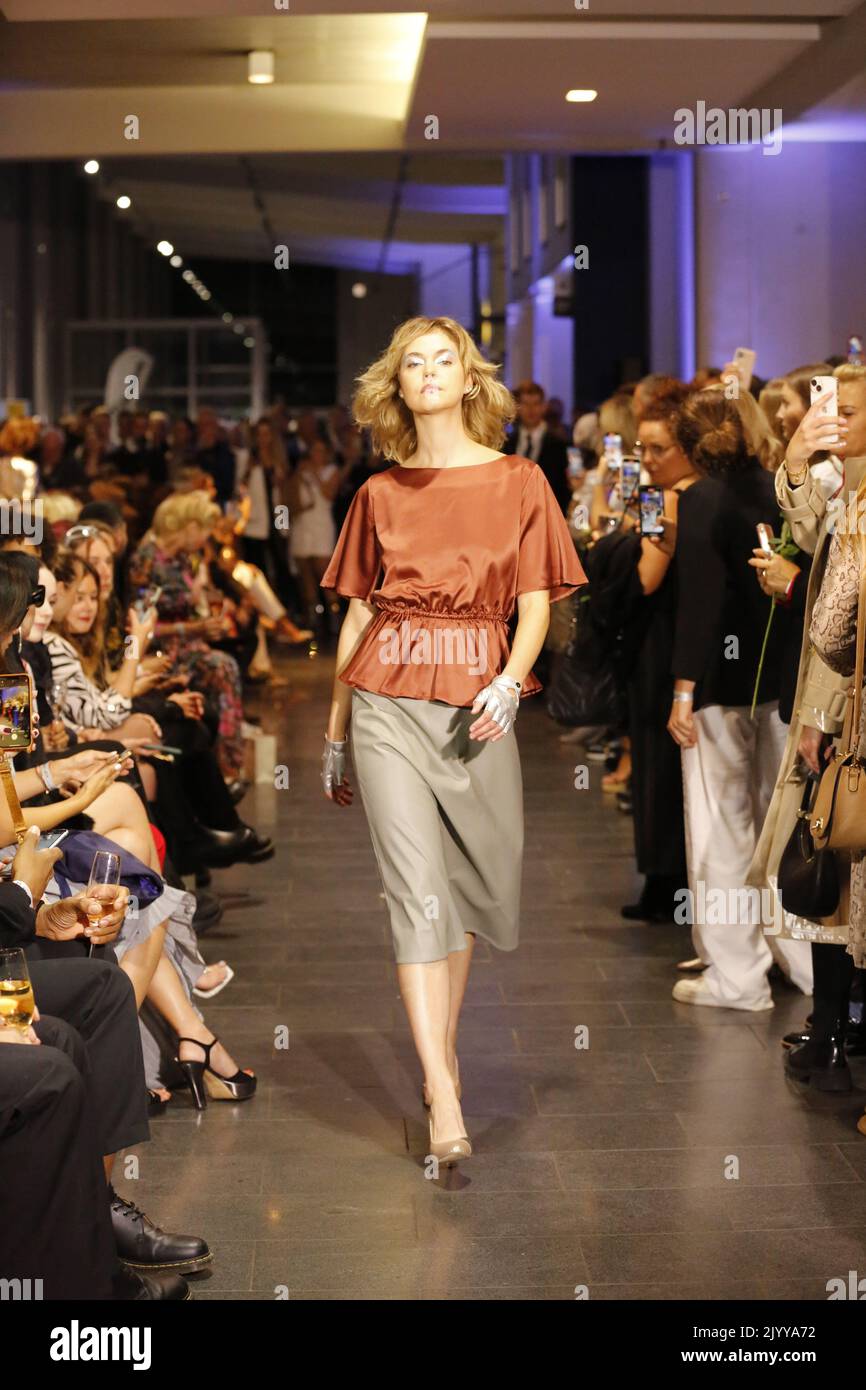 09/08/2022, Berlin, Germany, Models walk the runway at the Fashion show ...