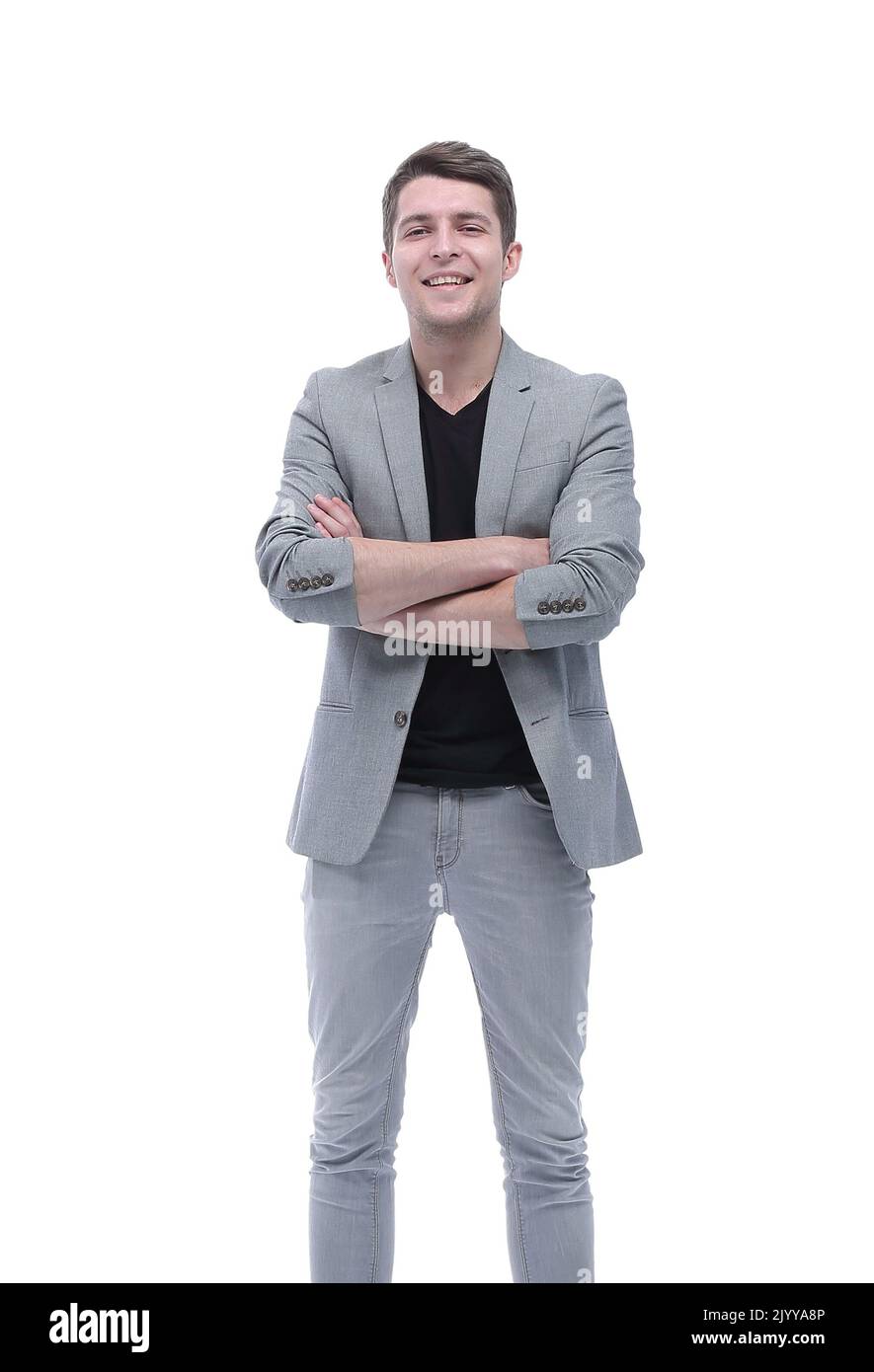 in full growth. smiling successful modern man Stock Photo - Alamy