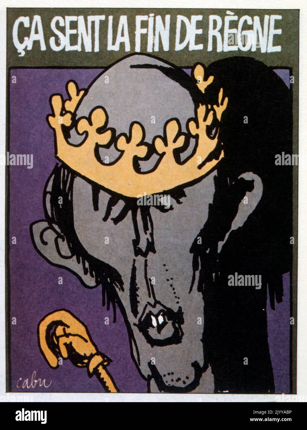 Coloured Illustration by the artist Cabu of a person wearing a crown ...