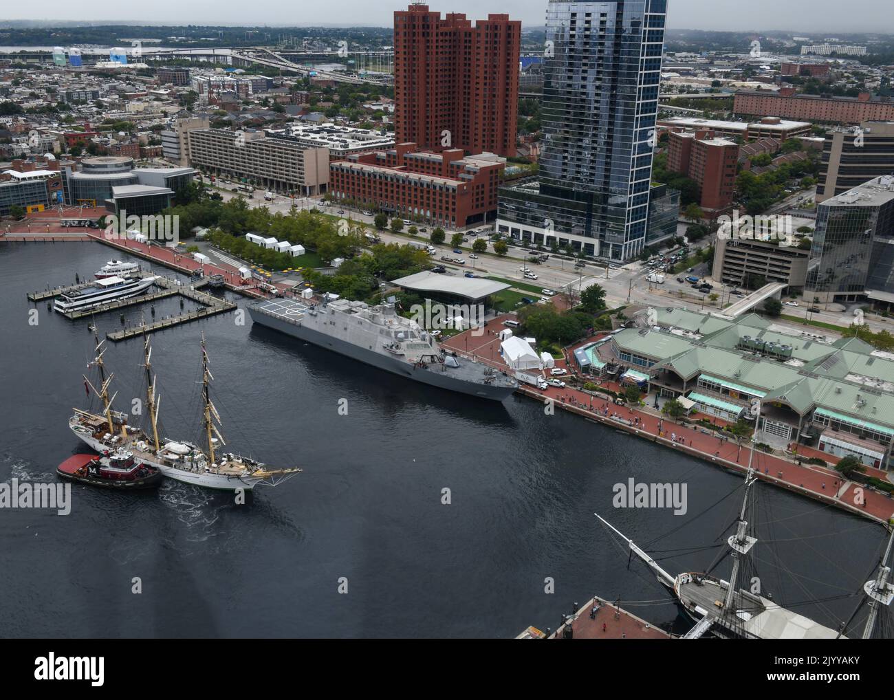 BALTIMORE (Sept. 7, 2022) Danish training ship Danmark, left, prepares ...