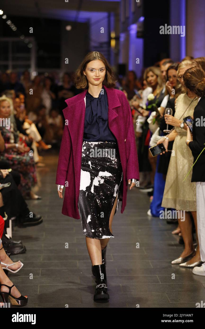 09/08/2022, Berlin, Germany, Models walk the runway at the Fashion show ...