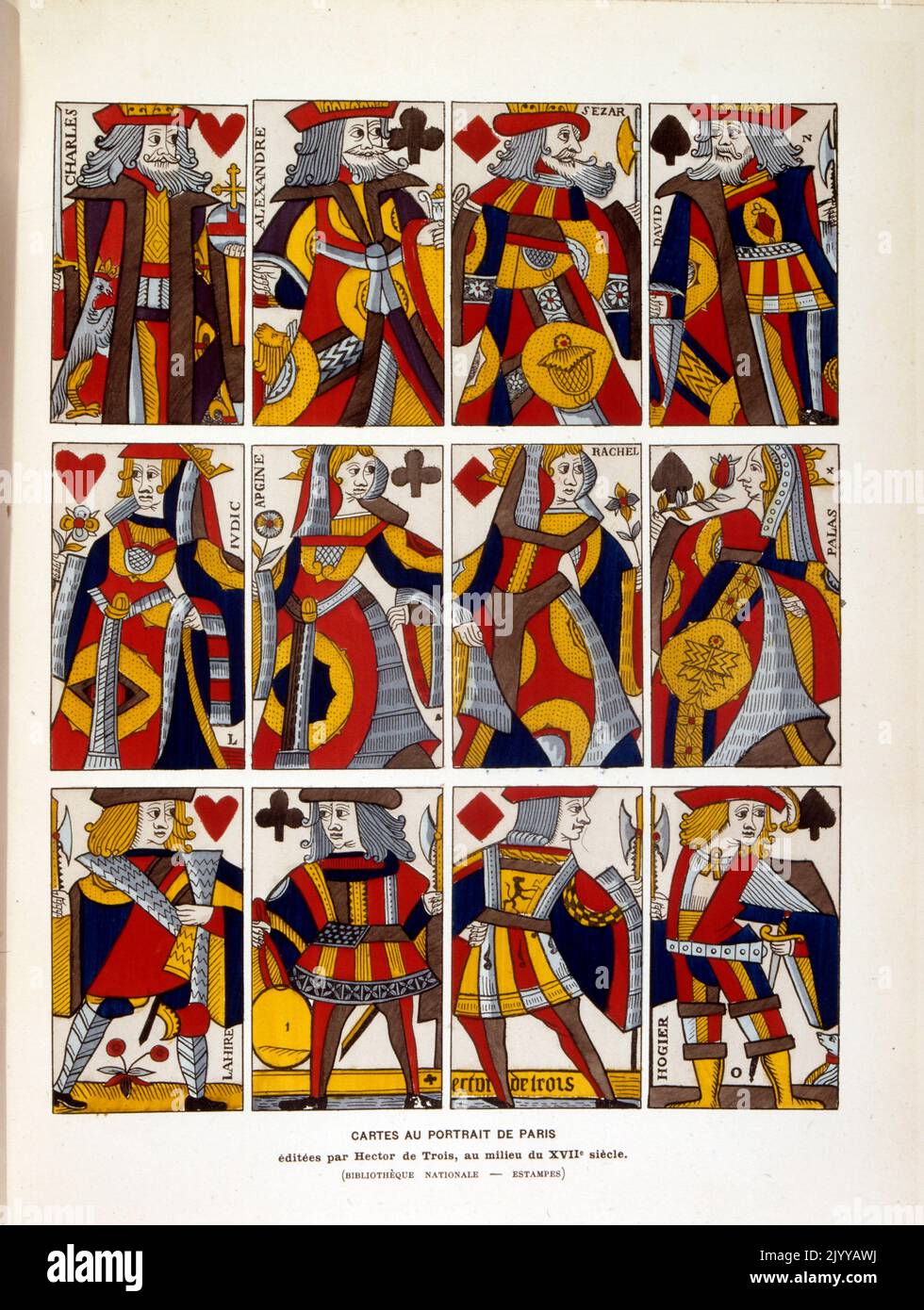 Coloured Illustration of playing cards portrait of Paris. Edited by ...