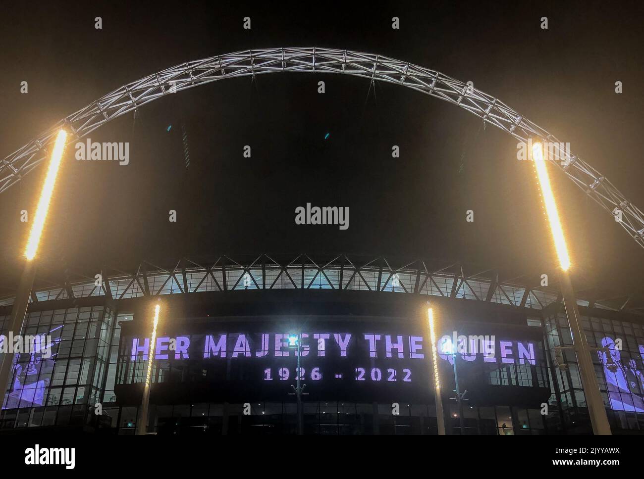 London, UK. 08th Sep, 2022. A tribute to Queen Elizabeth II is ...