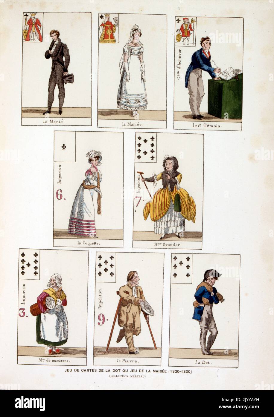 Coloured Illustration of playing cards; the game La dot, or the game of ...