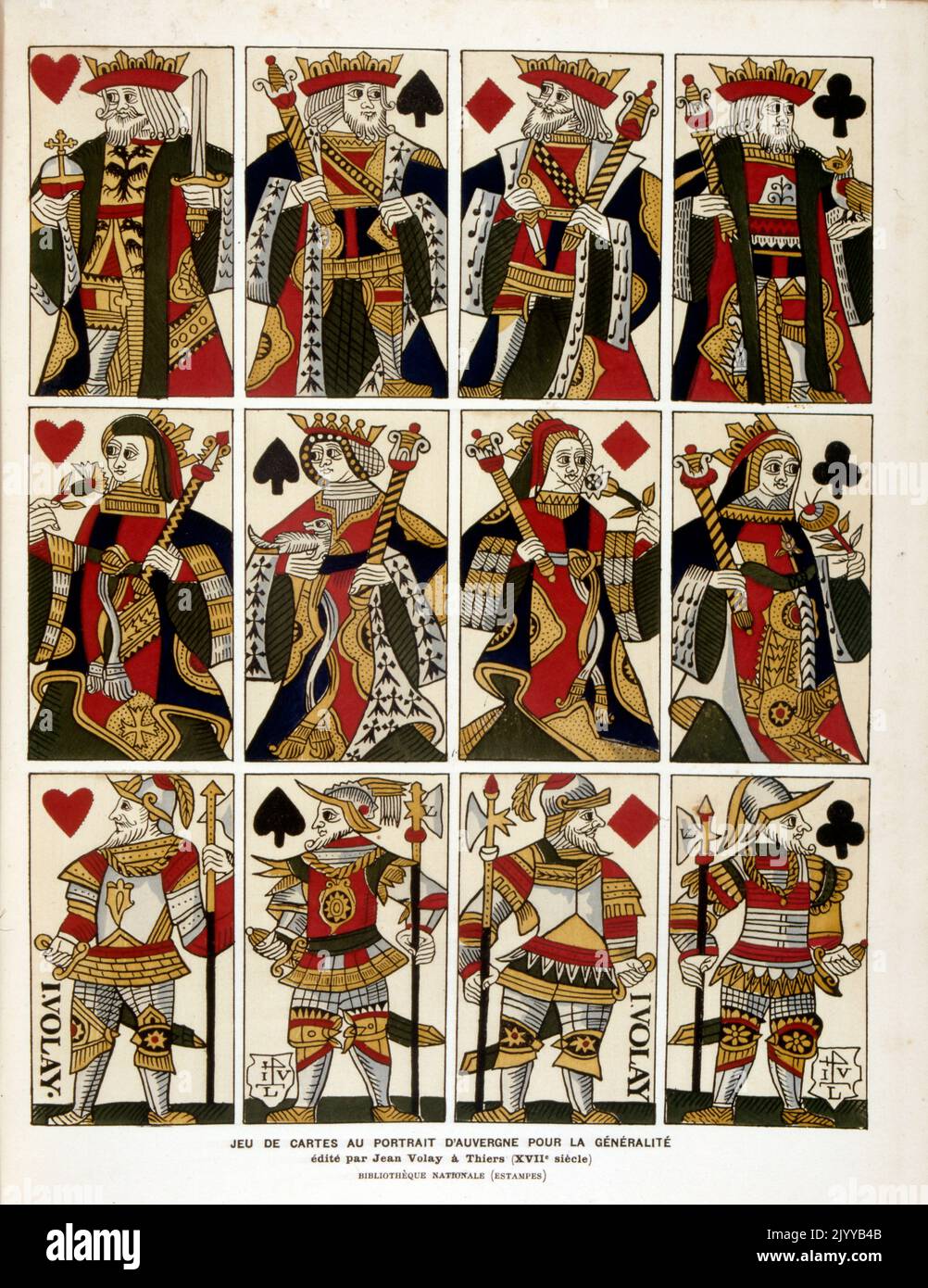 Coloured Illustration of playing cards depicting portraits from ...