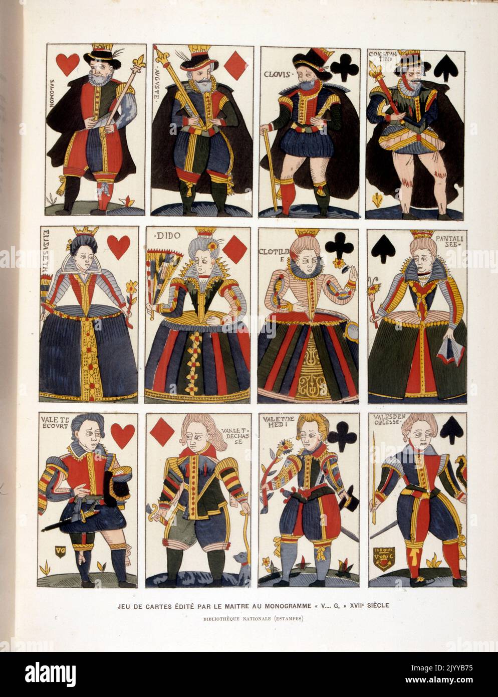 Coloured Illustration of playing cards published by the master of ...