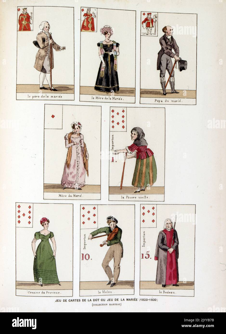 Coloured Illustration of playing cards depicting the game of dot ...