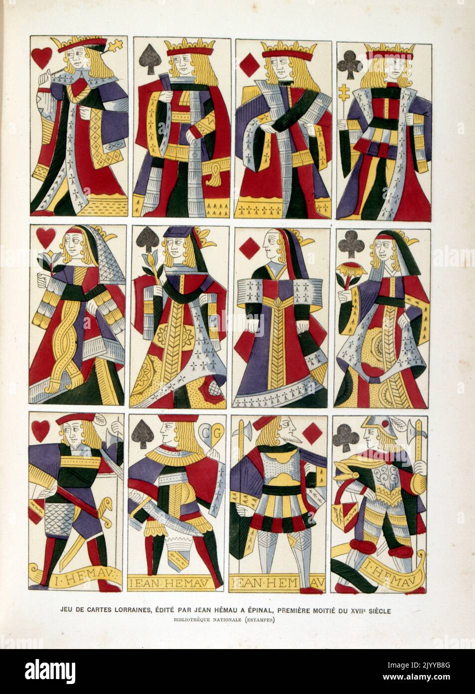 Coloured Illustration of playing cards from Loraine published by Jean ...