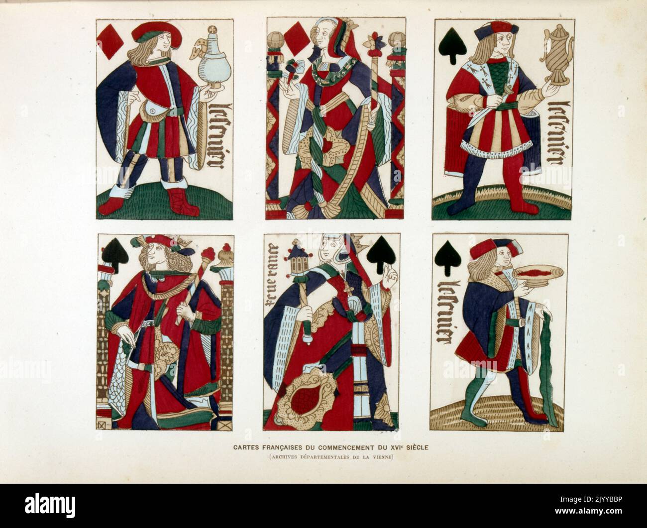 Coloured Illustration of playing cards from the beginning of the 16th ...