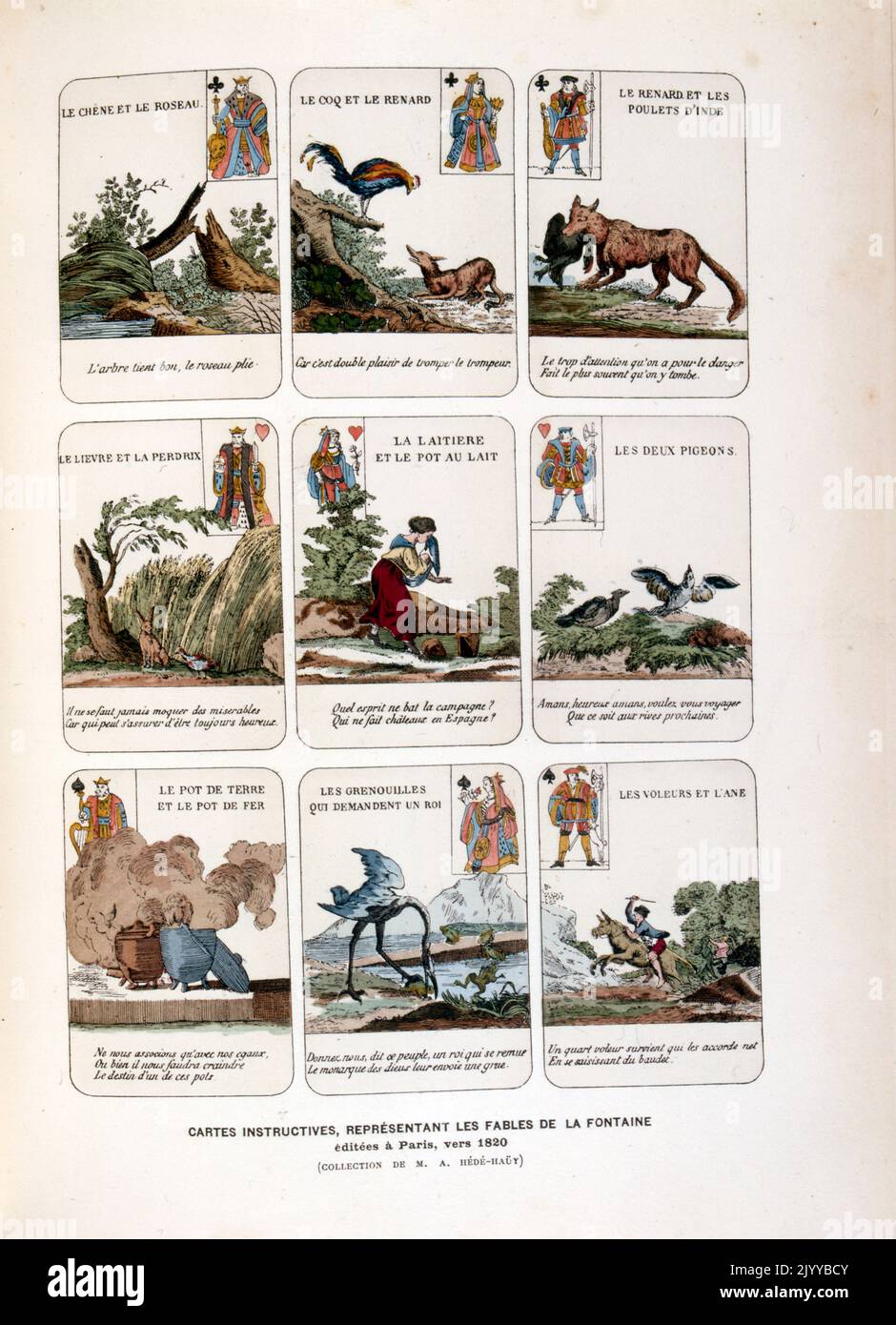 Coloured Illustration of playing cards to educate on the fables of ...
