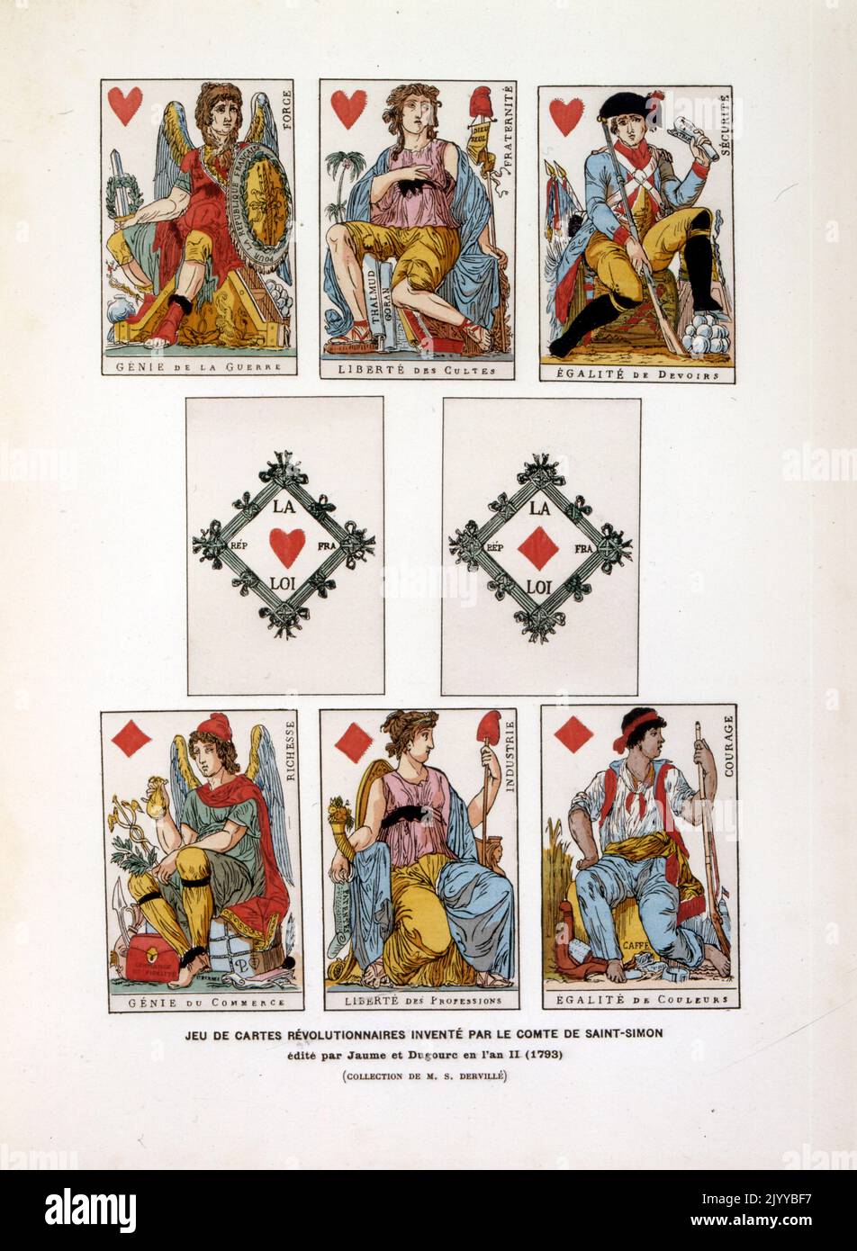 Coloured Illustration of playing cards from the Revolution created by ...