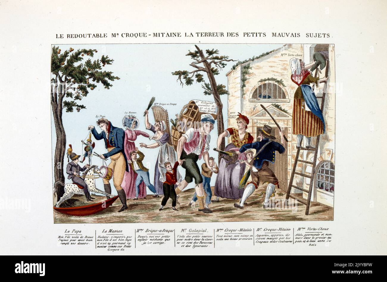 Watercolour playing card depicting a street scene of people dressed in ...