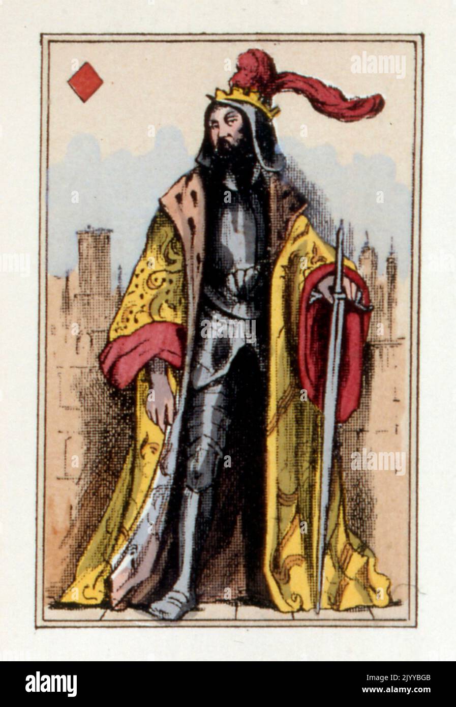 Coloured Illustration of playing cards from the Louis-Philippe era ...