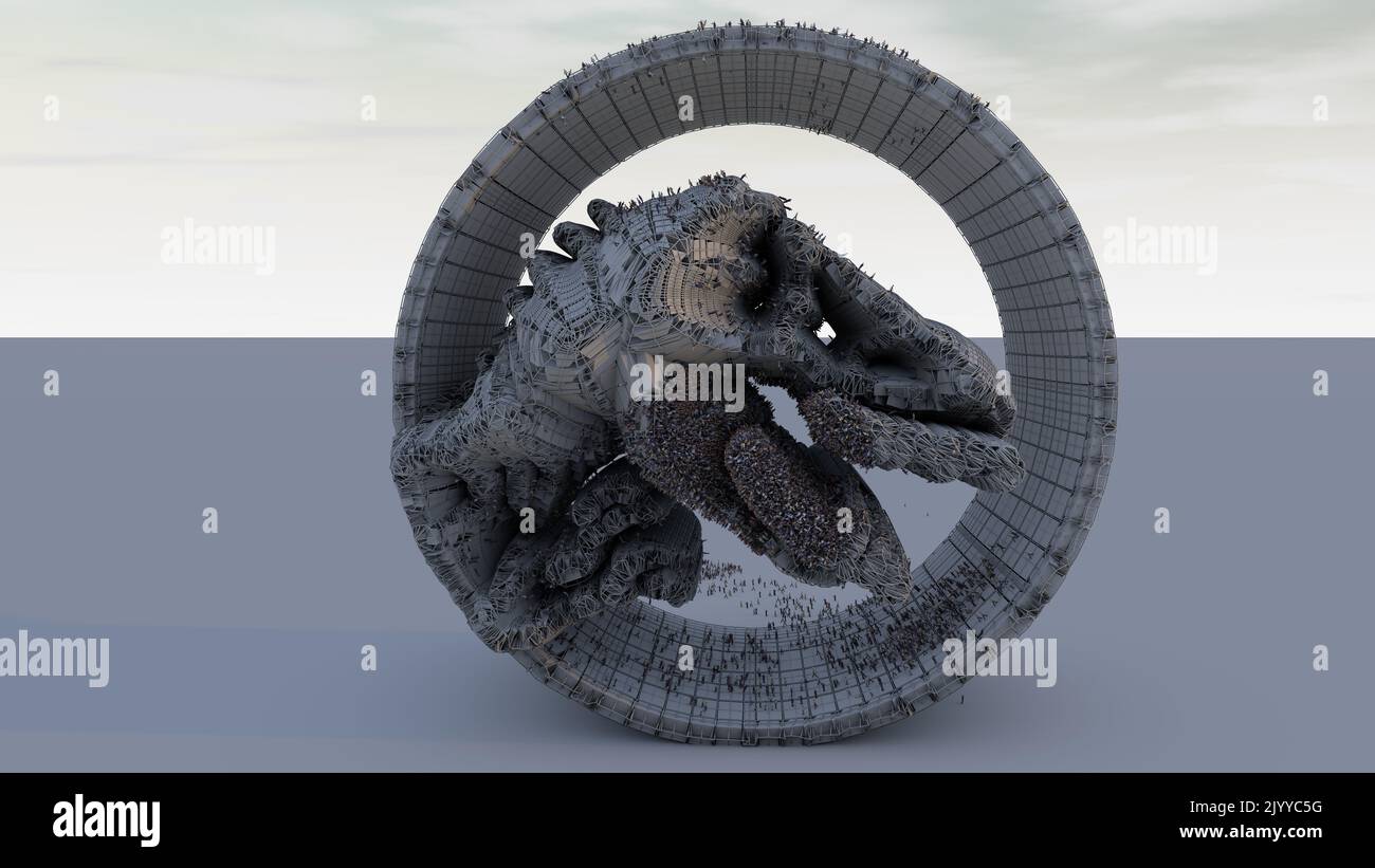 A 3D Illustration of a modeled architectural structure of a dinosaur ...