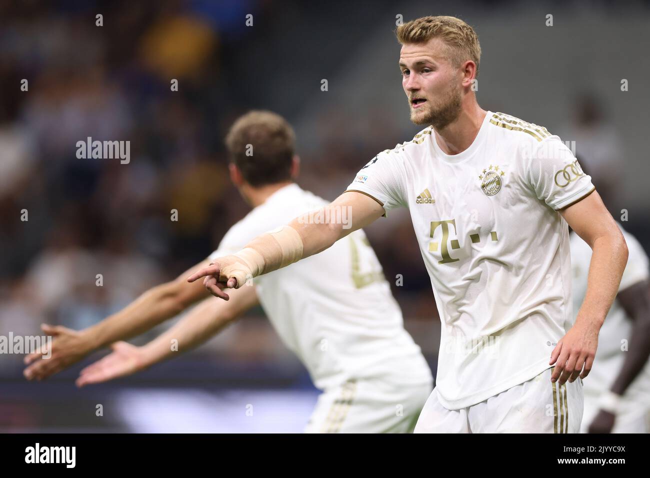Milan, Italy, 7th September 2022. Matthijs De Ligt of Bayern Munchen reacts during the UEFA ...