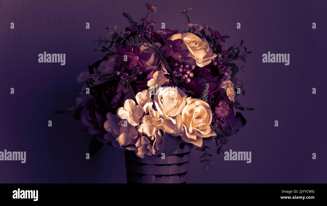 Bouquet of rustic style flower arrangement. Still life flower ...