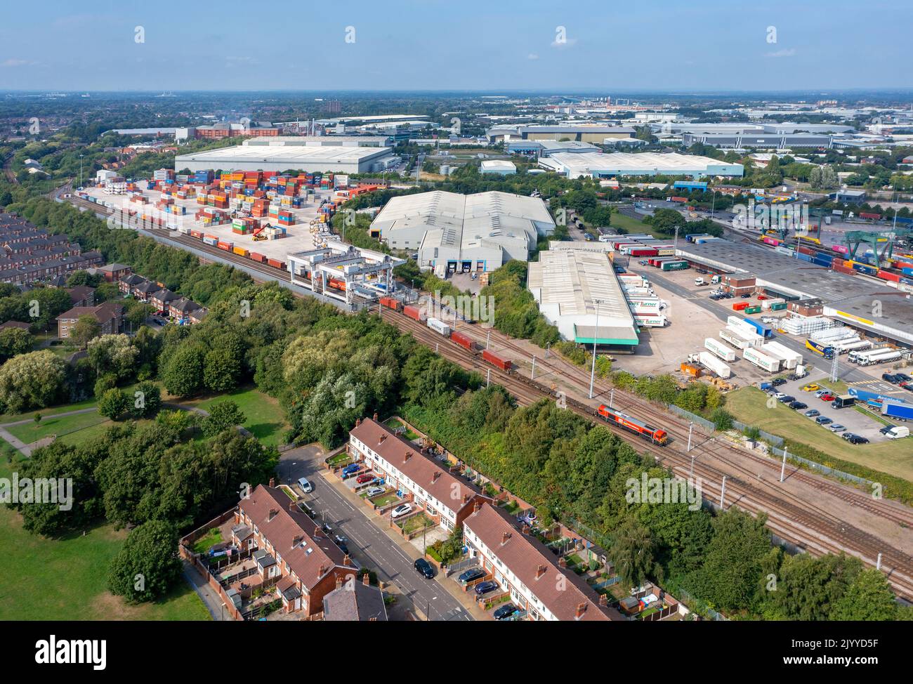 Deutsche Bahn 66099 shunts at Trafford Park container terminal. 2nd ...